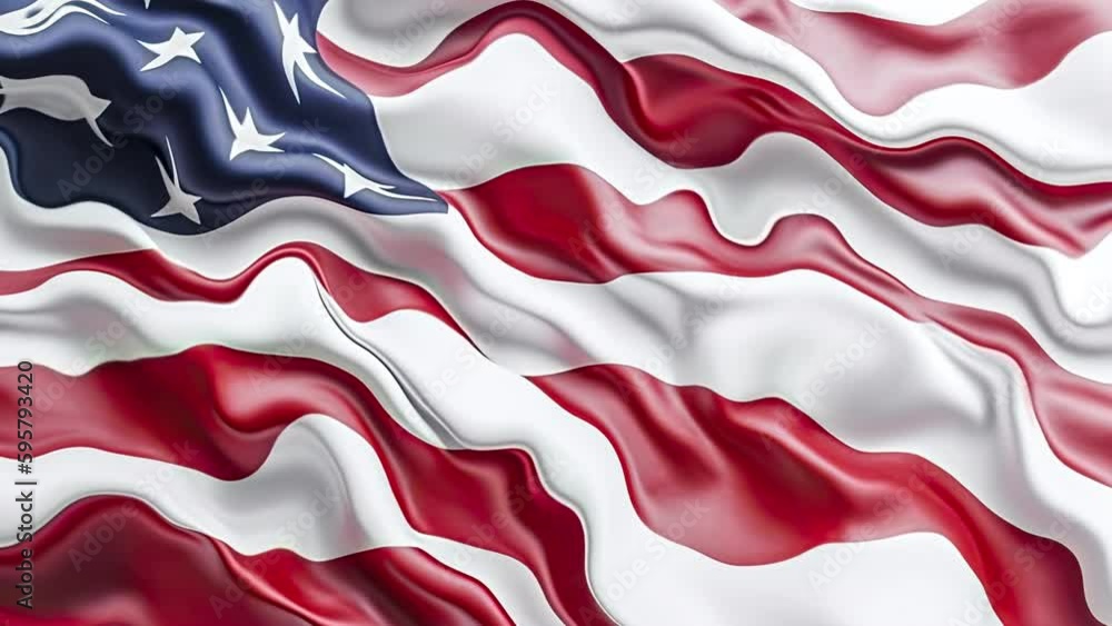 Us flag wave background motion video, slowly moving liquid with ...