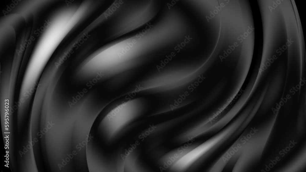 Black abstract background with flowing liquid waves. Looped seamless ...