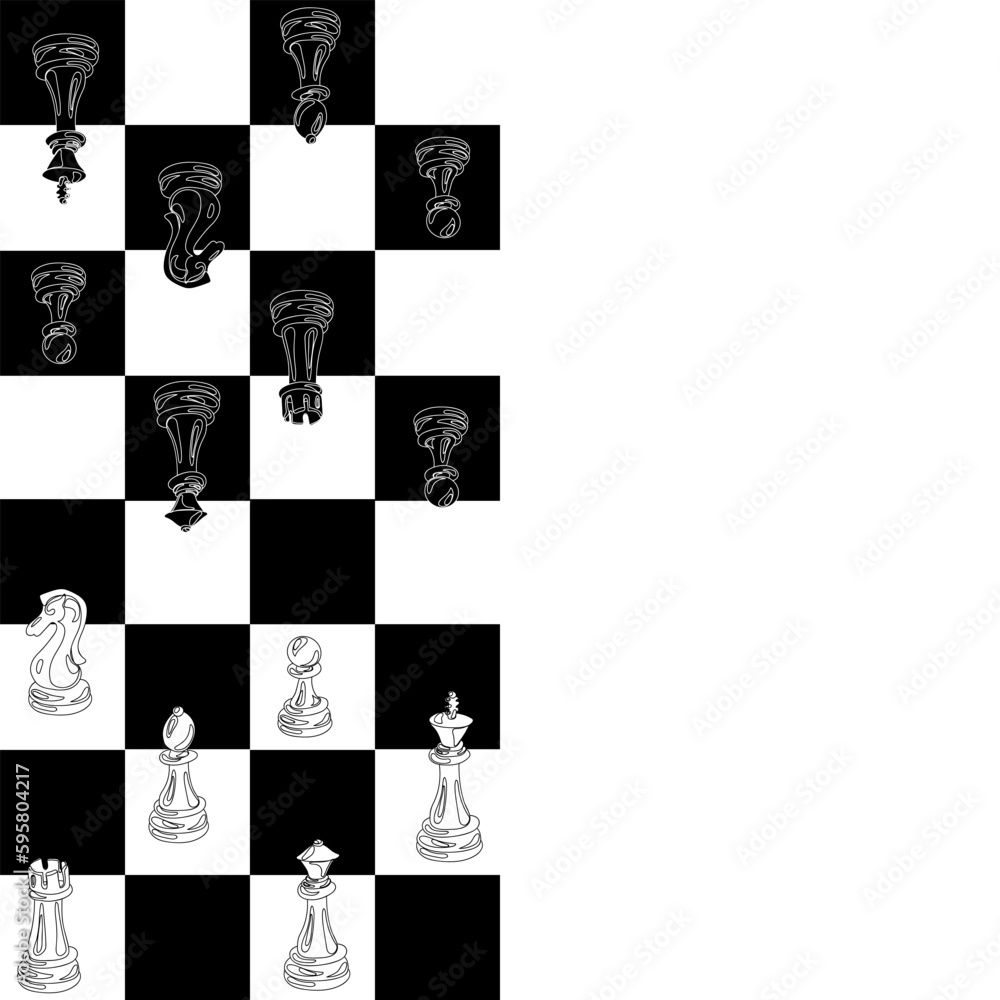 Background of black and white chess pieces, on the background of a ...