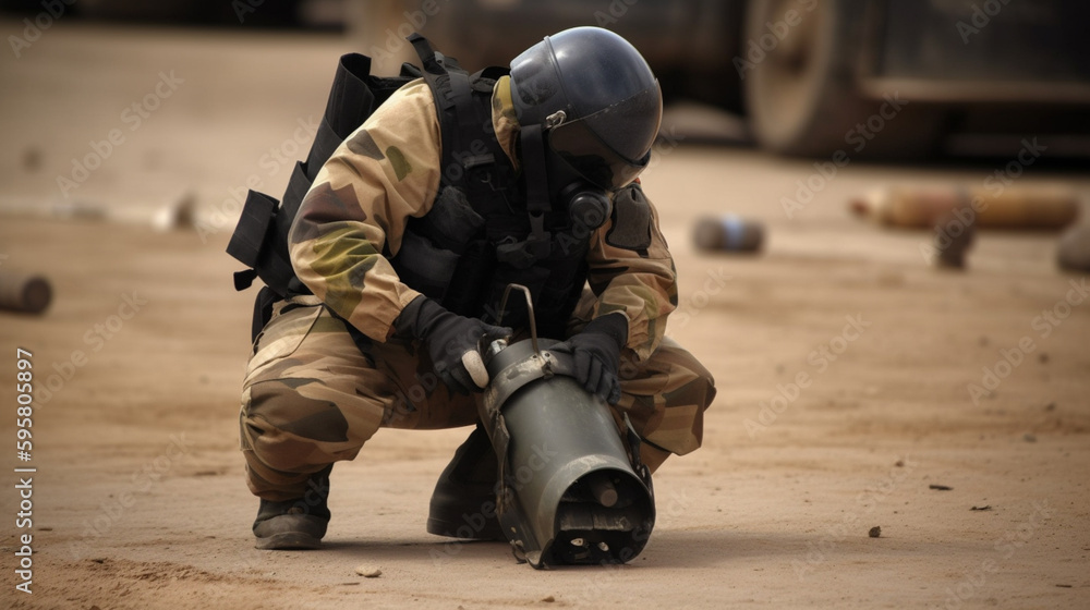 bomb disposal, Generated AI Stock Illustration | Adobe Stock