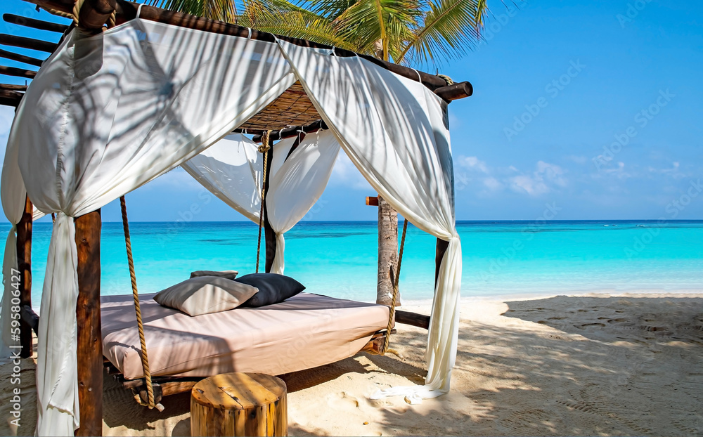 Cabana am Strand Schöne tropische Insel Sansibar. Meer und Strand von ...
