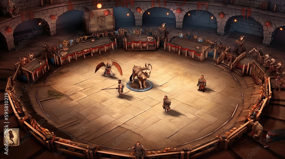 The grand and imposing magical gladiators arena is a testament to the ...