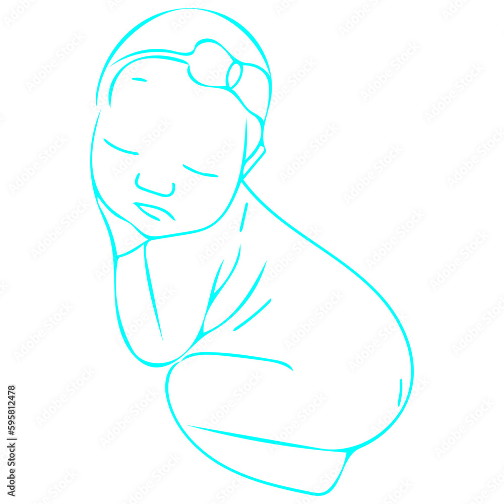 Newborn Baby Sketch Line Art Stock Vector | Adobe Stock