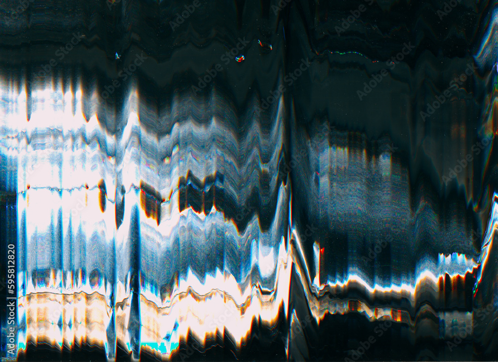 Glitch texture. Digital artifacts. Screen distortion. Blue white orange ...