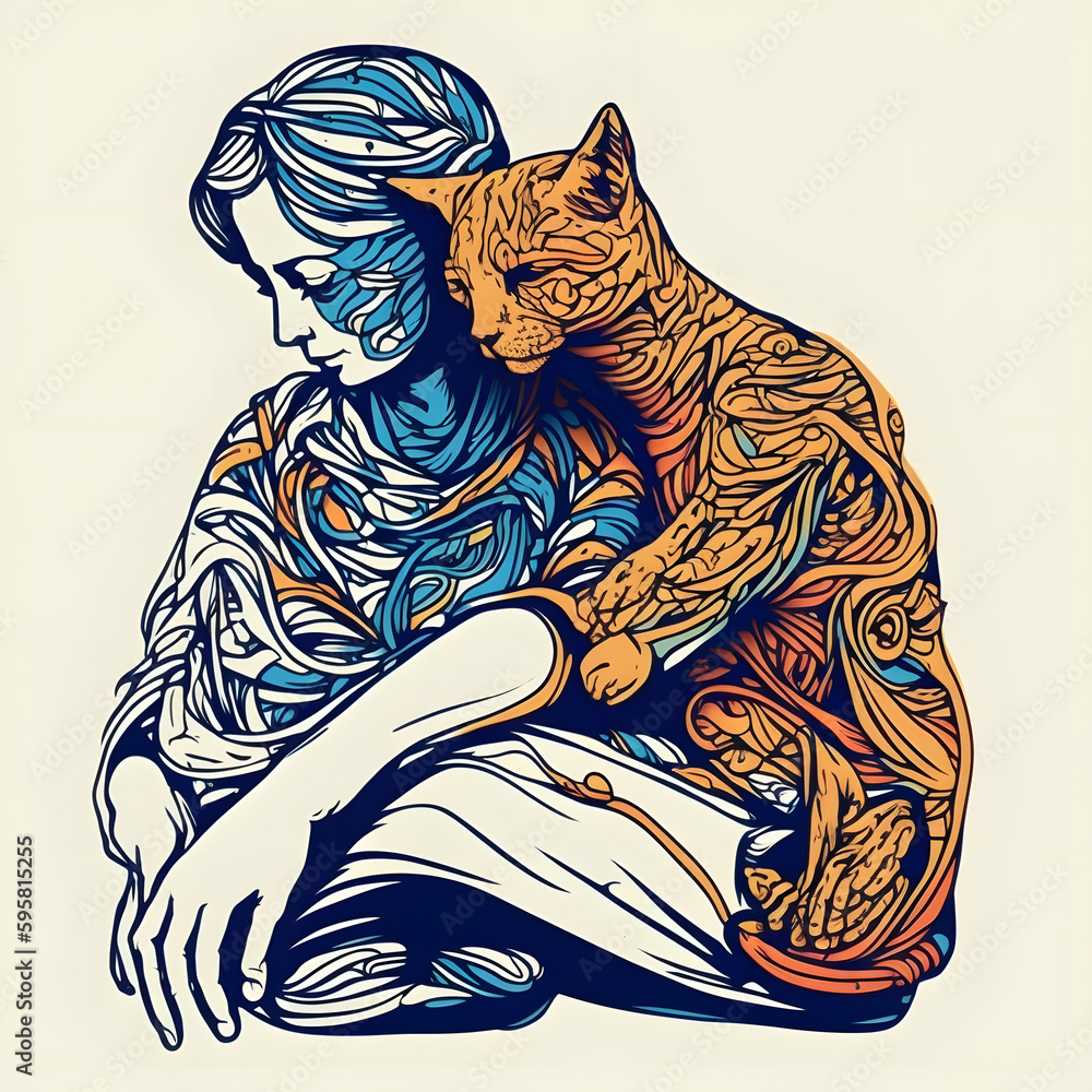depicts the showdown between a cat and a human, both vying for the same ...