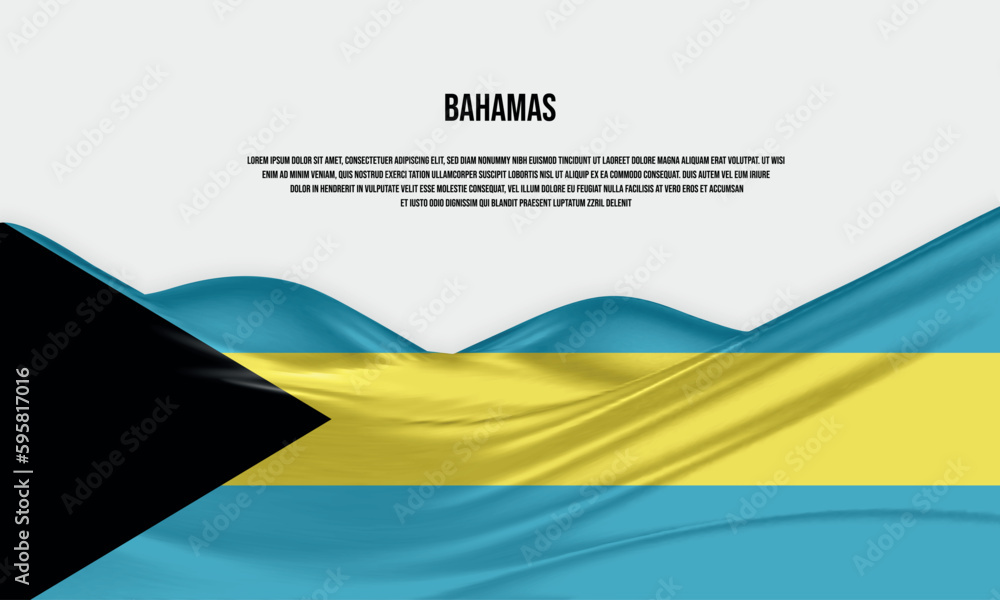 Bahamas flag design. Waving Bahamas flag made of satin or silk fabric ...