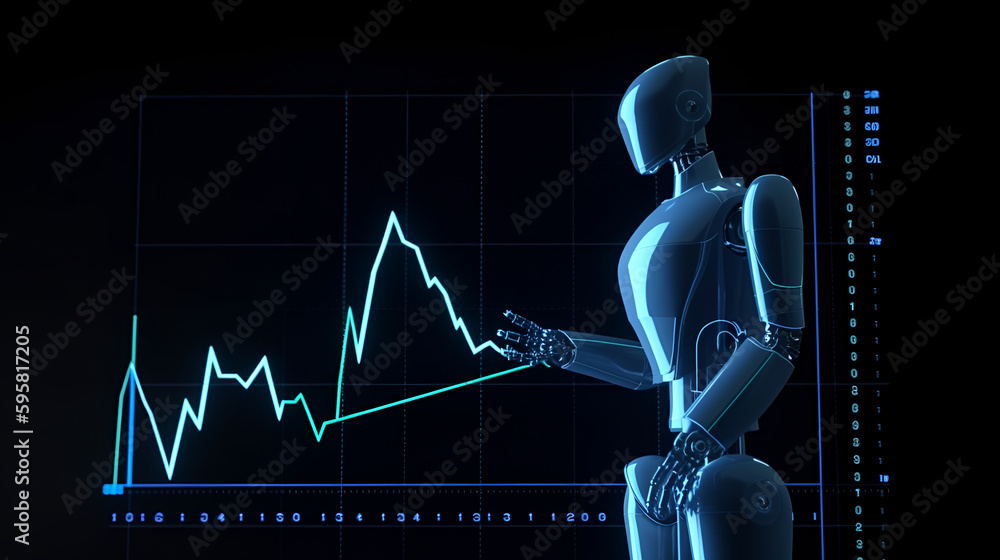 Cute Generative AI Bot Analysing Chart with Economic Growth Graph and ...
