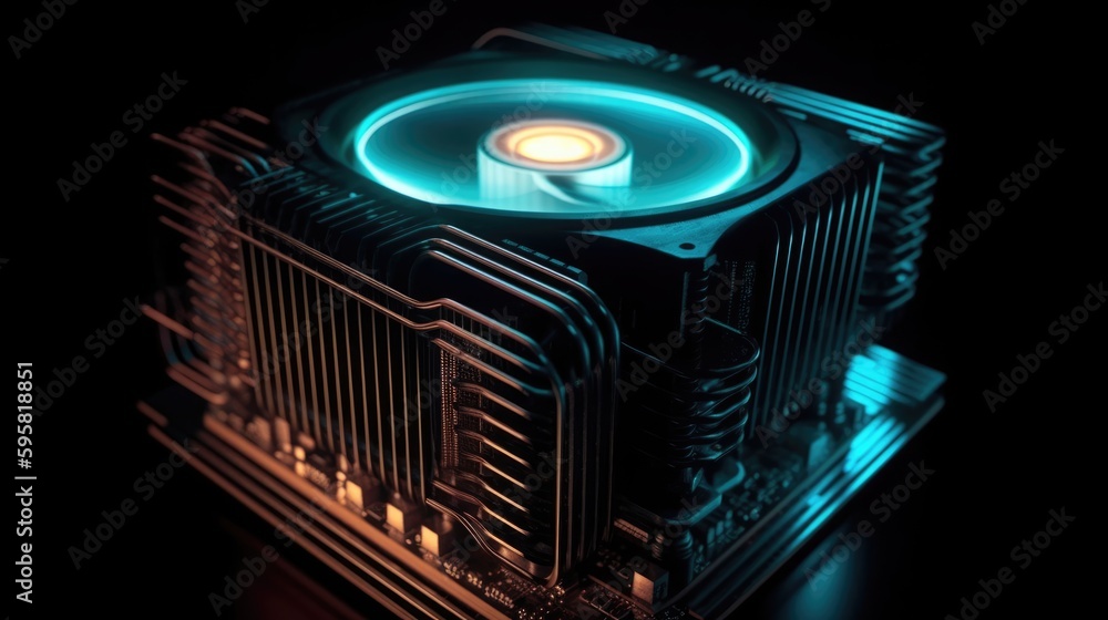 Neon Glowing CPU and GPU Cooler, Gaming Computer Enthusiast Setup, High ...