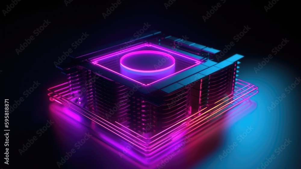 Neon Glowing CPU and GPU Cooler, Gaming Computer Enthusiast Setup, High ...