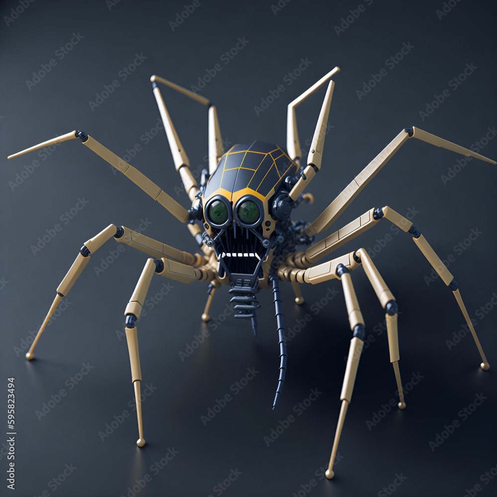 Fearful Robotic Cyber Spider Stock Illustration | Adobe Stock