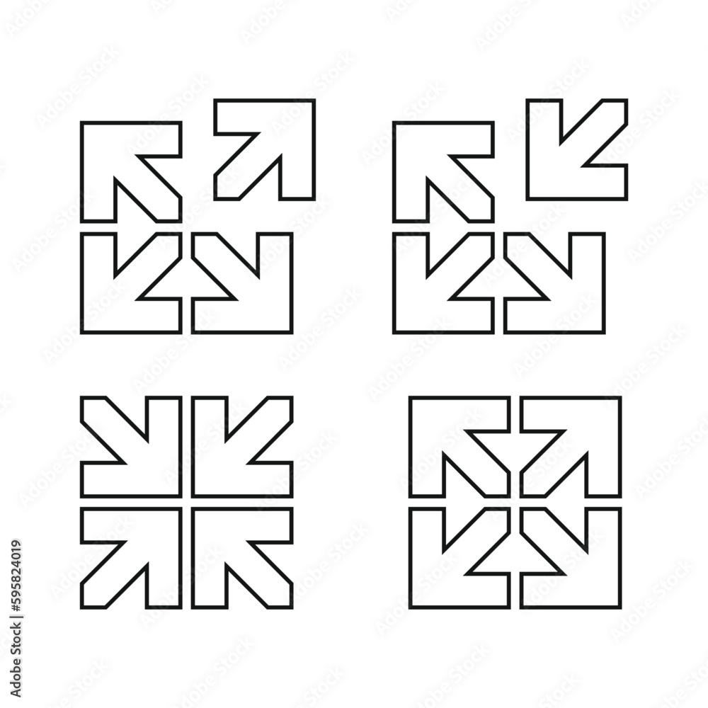 Symbol of expansion and contract, inward and outward arrows in circular ...