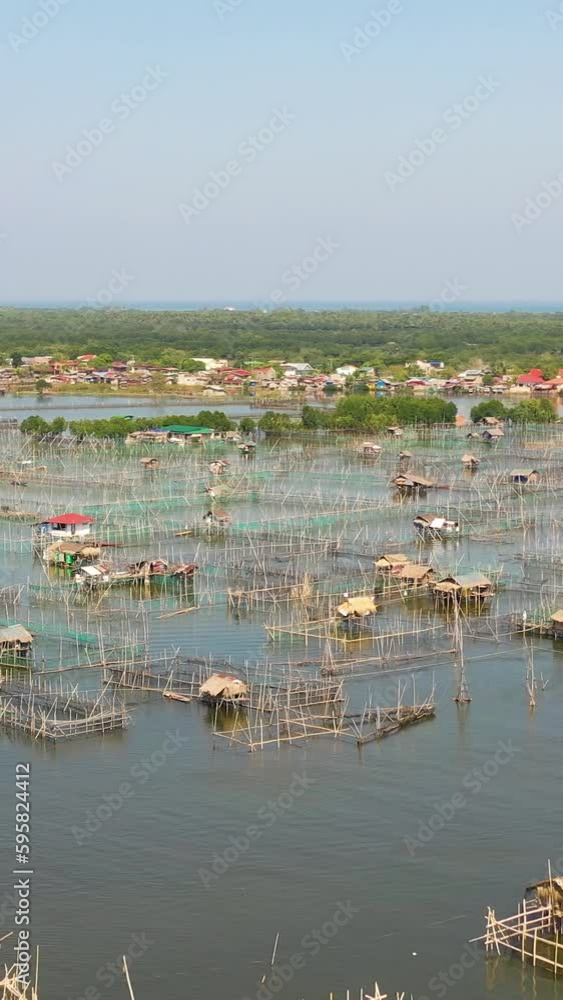 Auto feeding fish farming - breeding unit of sea bass and sea bream in ...