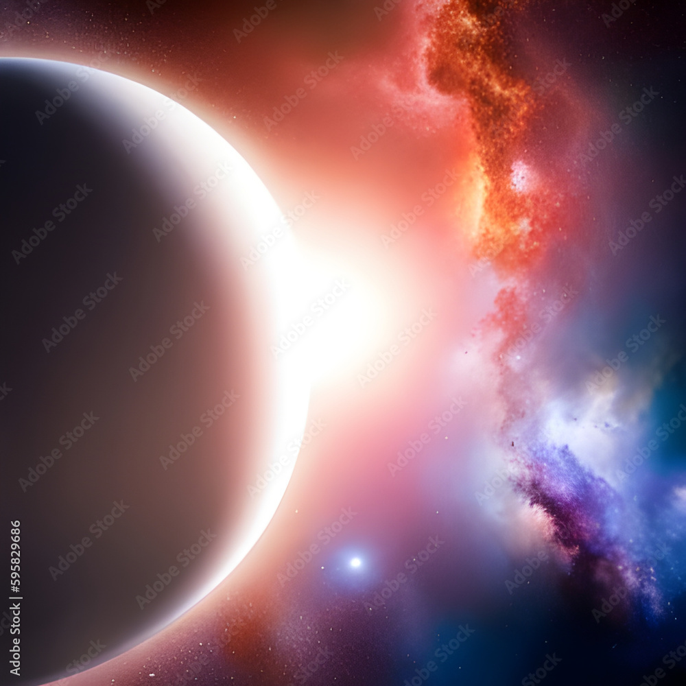 Abstract space wallpaper with colourful planets in the outer space ...