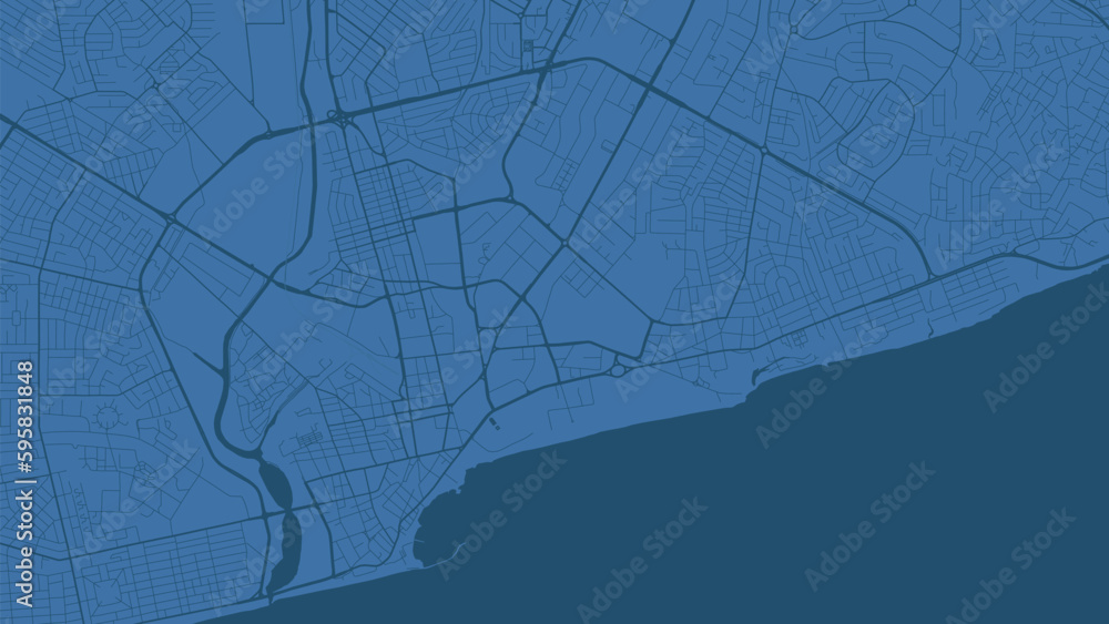 Blue Accra map, Ghana, detailed municipality map, skyline panorama ...