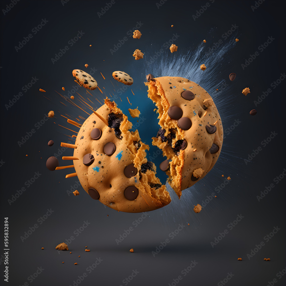 Generative AI hyper realistic image of cookie broken into two and ...