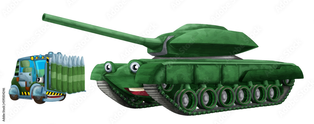 cartoon happy and funny heavy military tank isolated Stock Illustration ...