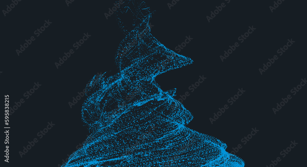 Tornado, abstract digital swirl. Futuristic particle wave. Rotating swirling shapes particles ...