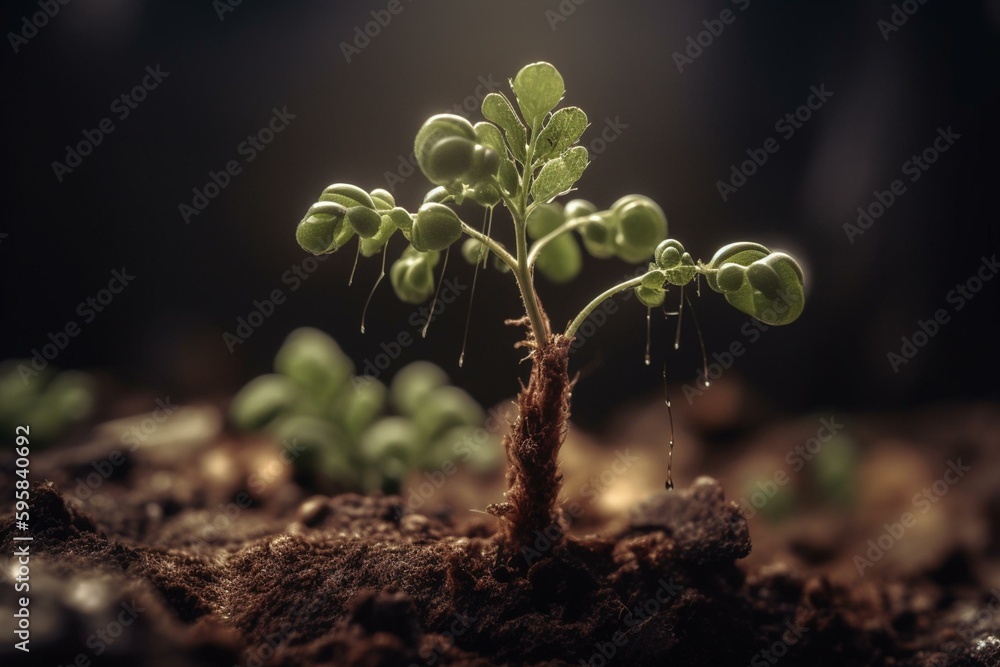 Symbolizing new beginnings, seedling grows into tree. Generative AI ...