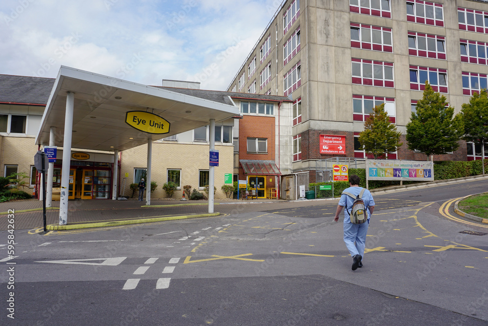 Southampton England - 12 October 2022 - A hospital worker arriving for ...