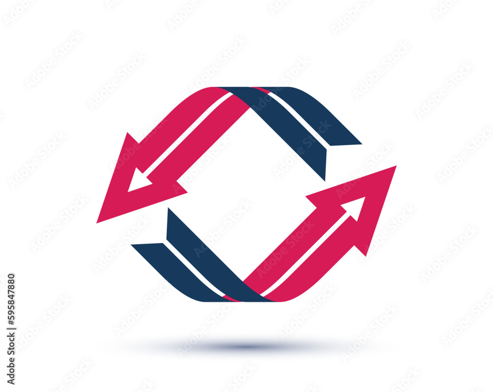 Loop arrows vector logo or sign, double arrows refresh symbol, teamwork ...