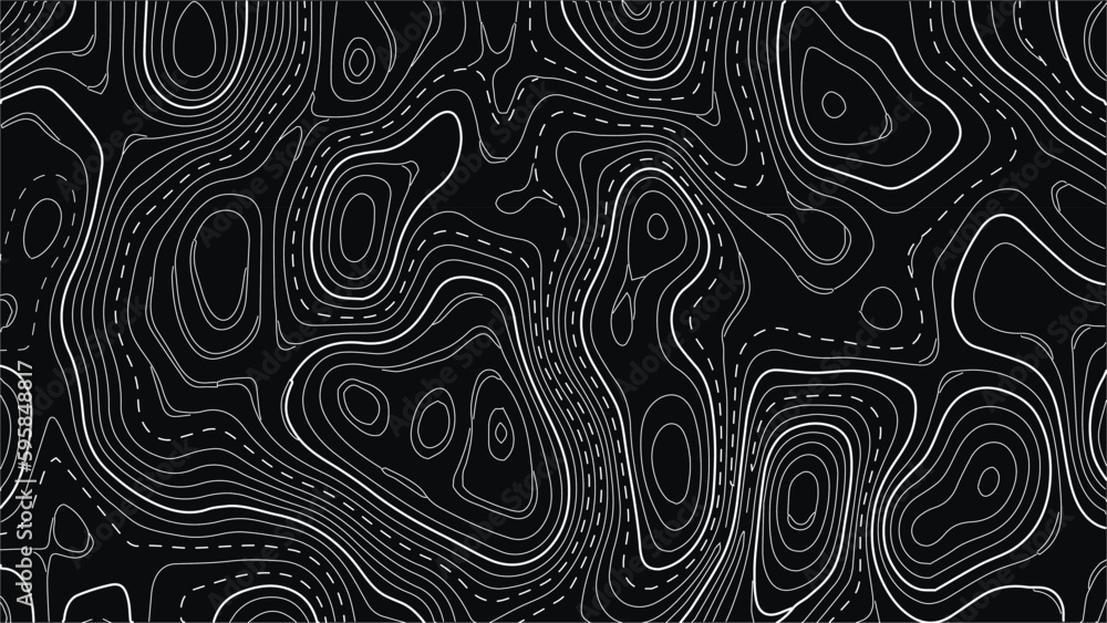 Stylized topographic map outline height in lines and contours. The ...