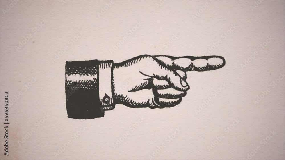 Doodle Pointing Finger Sign Ink Reveal/ 4k animation of a hand drawn ...