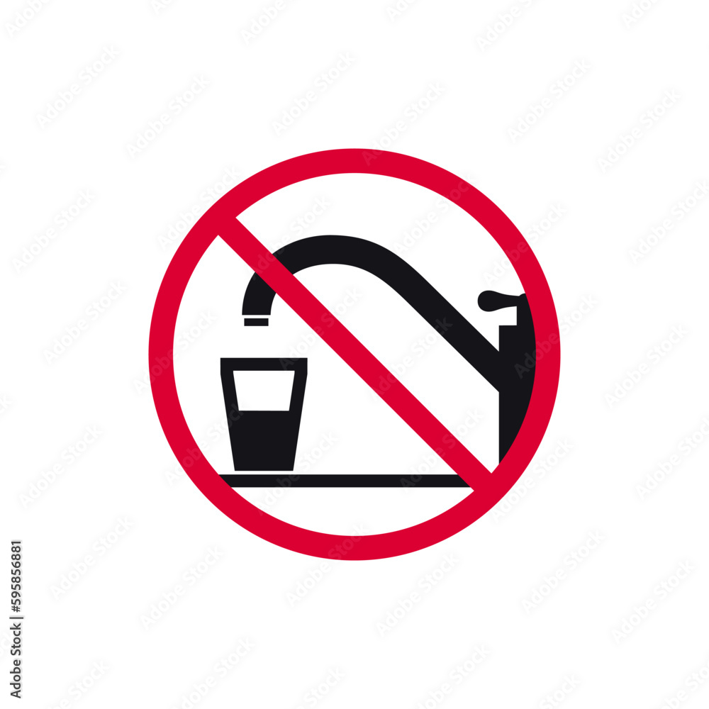 No drinking water prohibited sign, not potable forbidden modern round ...