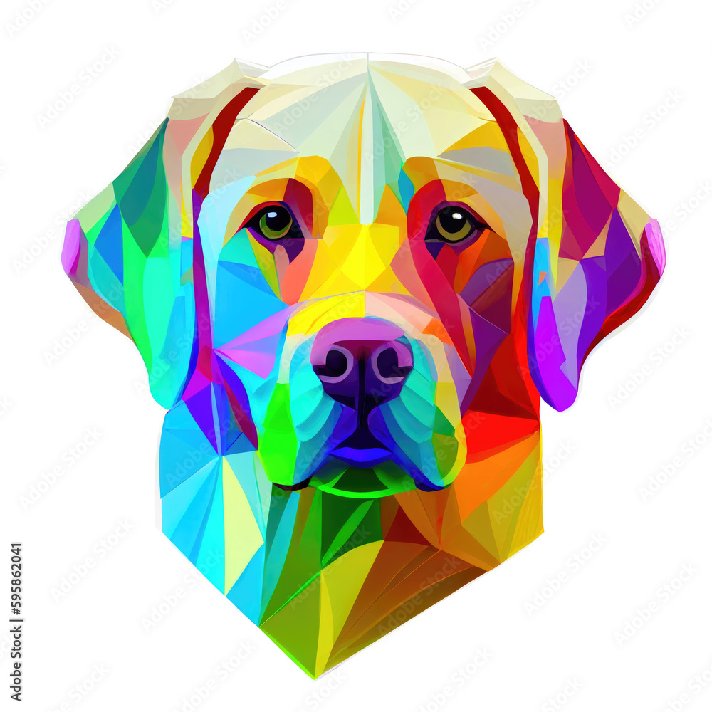 Colorful low poly Labrador Retriever head isolated on white background ...