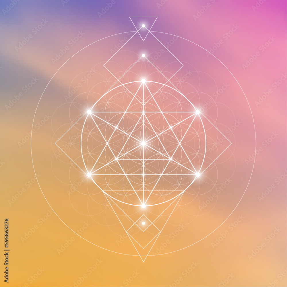Merkaba. Sacred geometry spiritual new age futuristic illustration with ...
