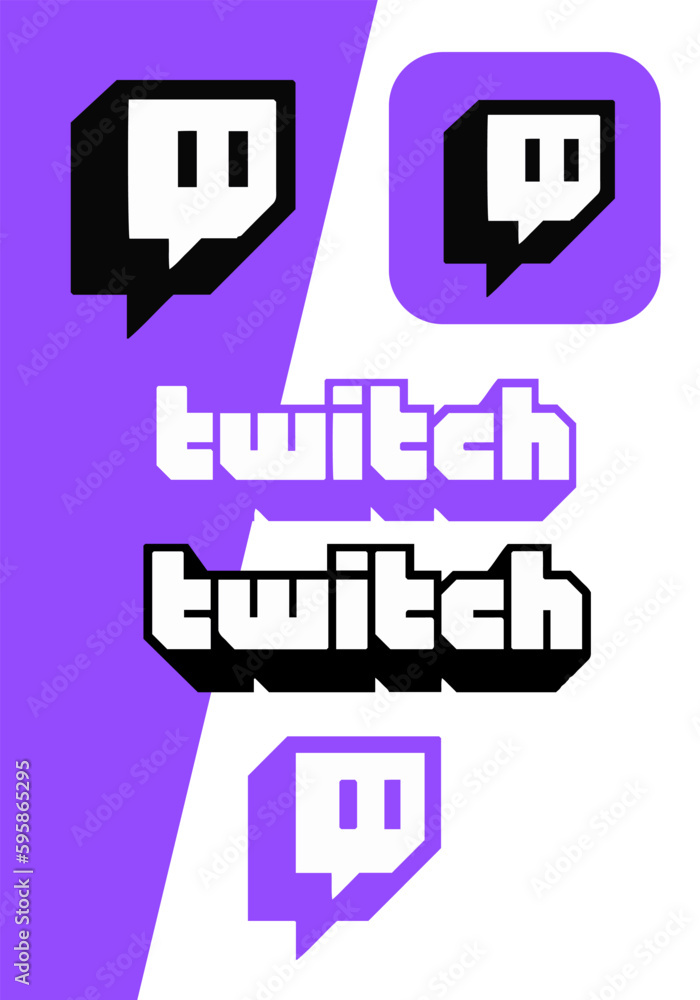 Twitch. Flat, purple, twitch banner. Vector. Editorial illustration ...