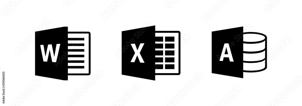 Word; Excel; Access - Set of popular Microsoft office applications ...