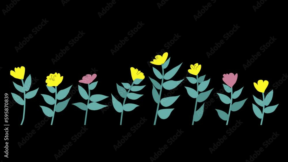 Decorative flower line animated in seamless loop. Hand-drawn ...