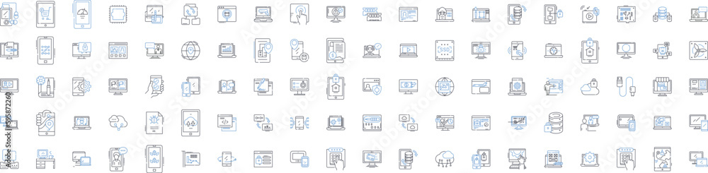 Fototapeta mapa świata dla dzieci Computer hardware line icons ... Fototapeta mapa świata dla dzieci Computer hardware line icons ...