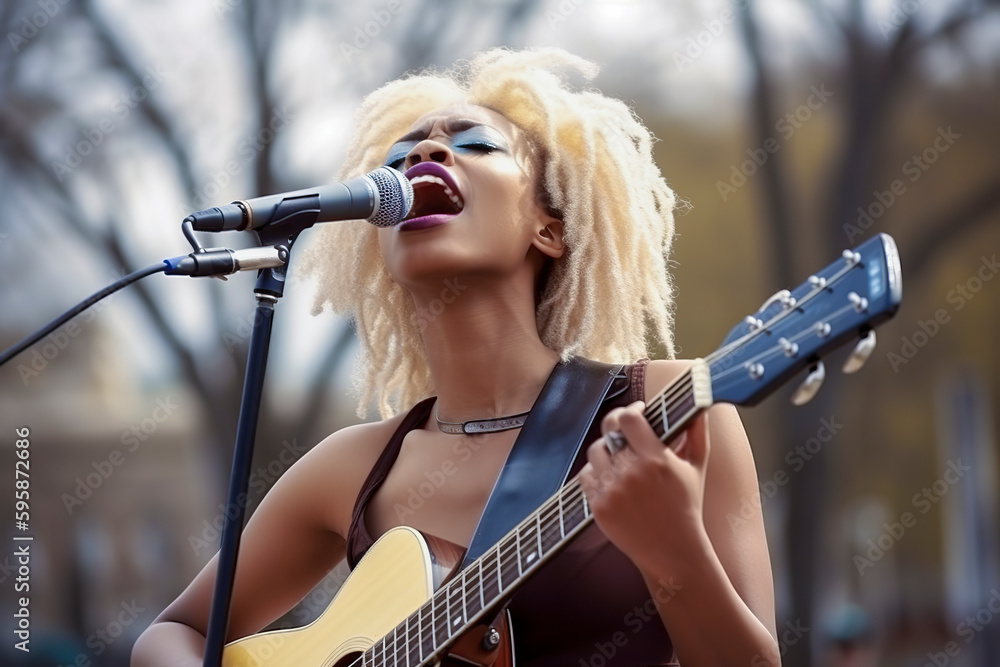 Soulful and Electrifying Performance: Black Female Singer and Guitarist ...