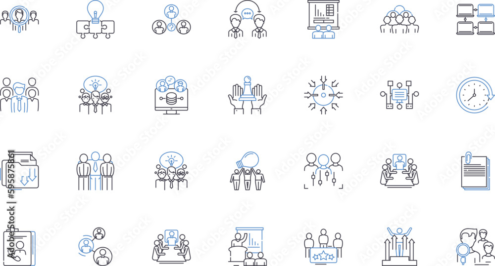 Director conference line icons collection. Leadership, Innovation ...