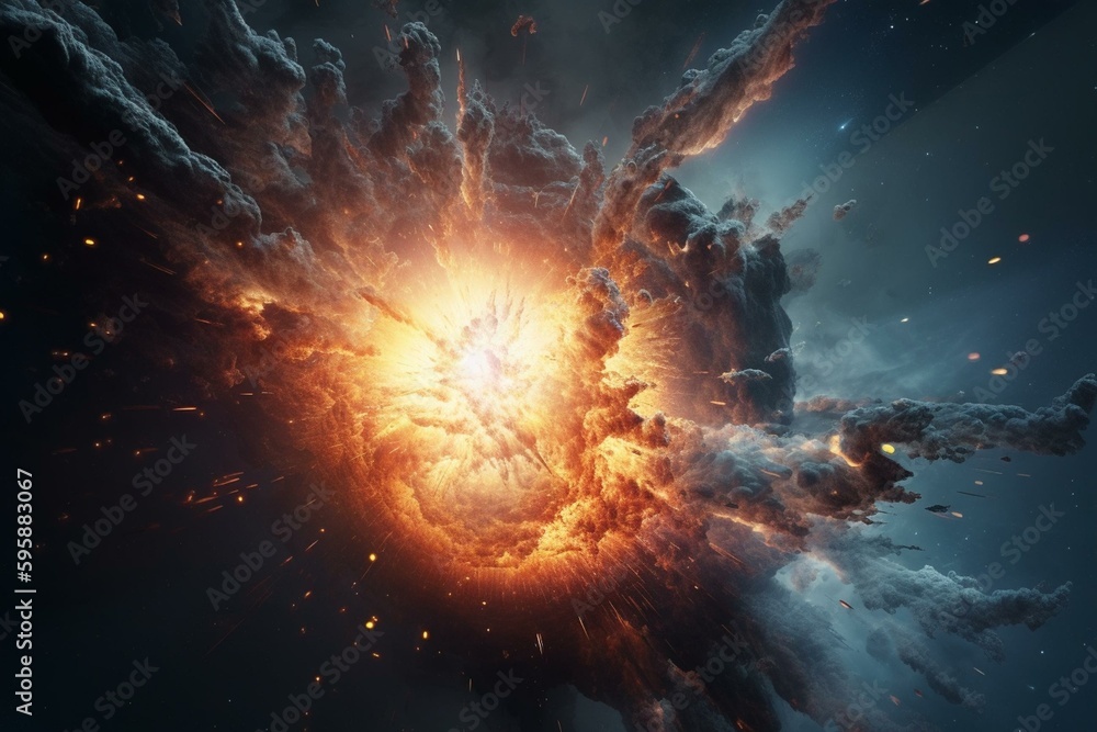 Realistic 5k sci-fi art of a star's collapse, supernova explosion, and ...