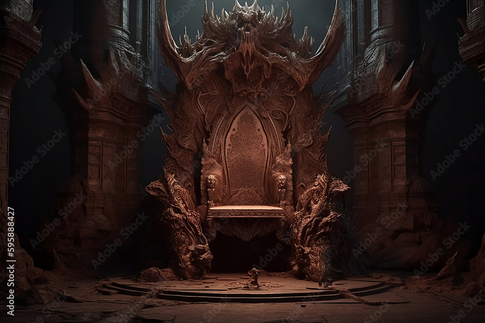 Arcane devil's throne, Horror movie, game, nightmare. Halloween, hell, generative ai Stock ...