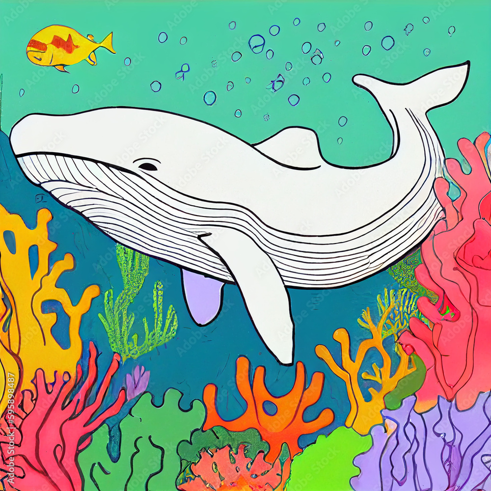 illustration of a whale - A marine life underwater whale coloring page ...