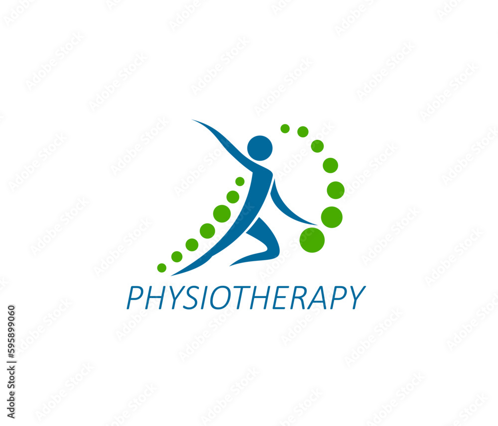 Physiotherapy icon, chiropractic of spine pain and health care, vector ...