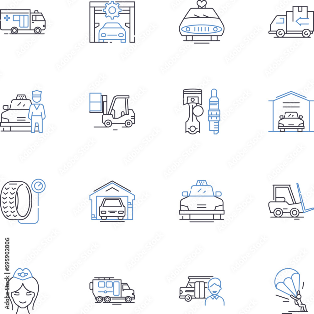 Roadworthy conveyance line icons collection. Safety, Vehicle ...