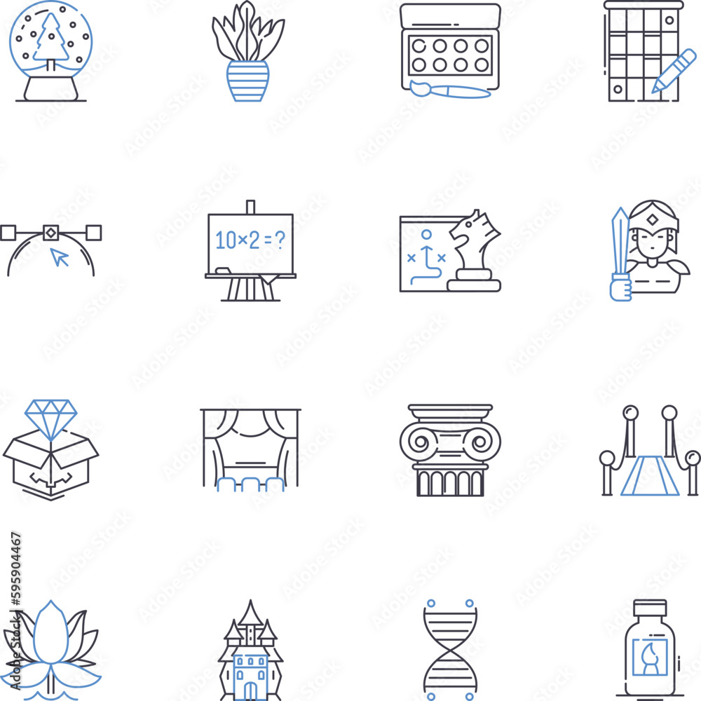 Exploration line icons collection. Discover, Expedition, Adventure ...