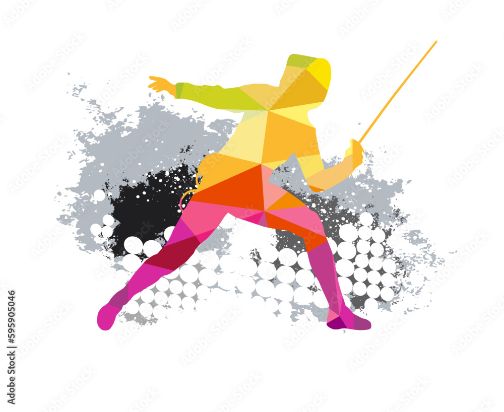 Vetor de Fencing sport graphic for use as a template for flyer or for ...