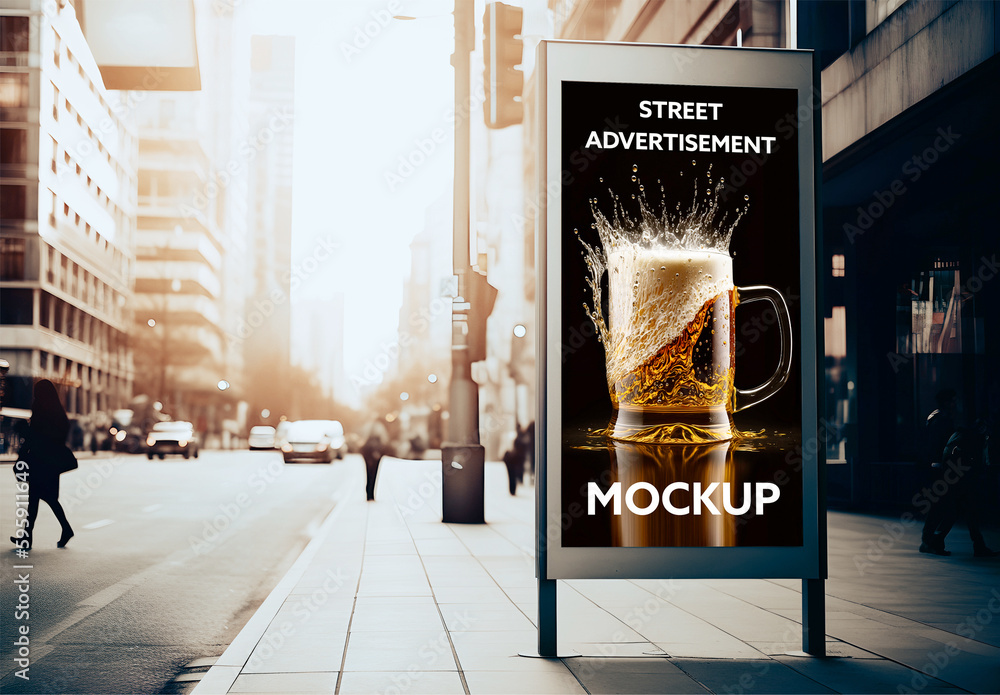 Street Advertisement Sign Mockup Stock Template | Adobe Stock