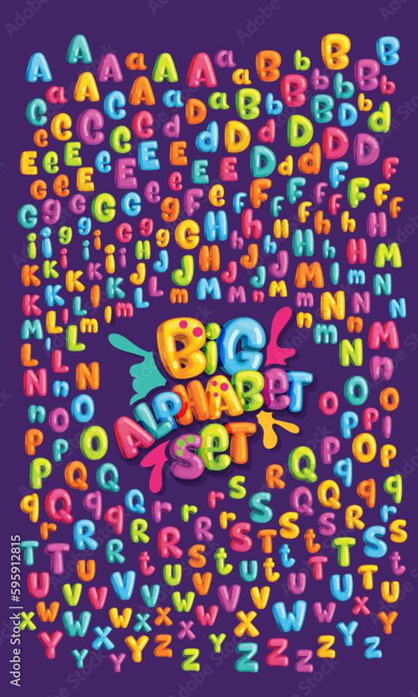 Cartoon big font alphabet set. Collection colorful letters for kids ...