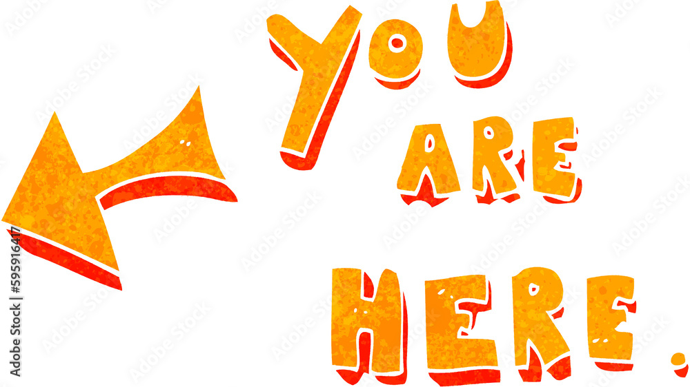 cartoon you are here sign Stock Illustration | Adobe Stock