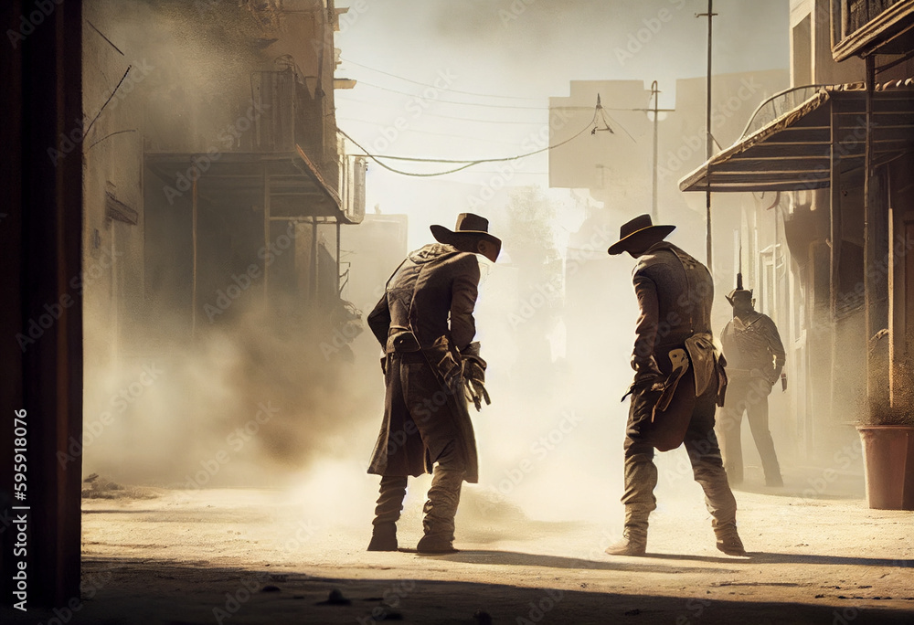 The picture captures the moment just before a dramatic shootout between ...