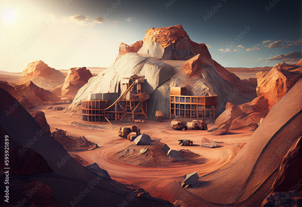 Beautiful abstract landscape golden mine concept, contemporary colors ...