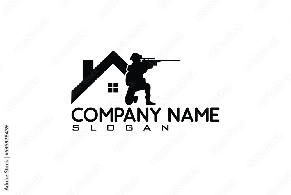 VETERAN HOME house people logo design, Real estate logo with army Stock ...