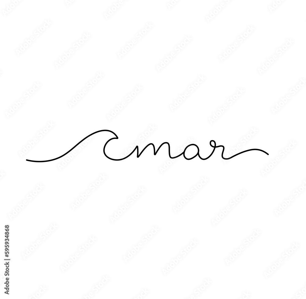 Vector isolated word mar with wave one single contemporary line ...