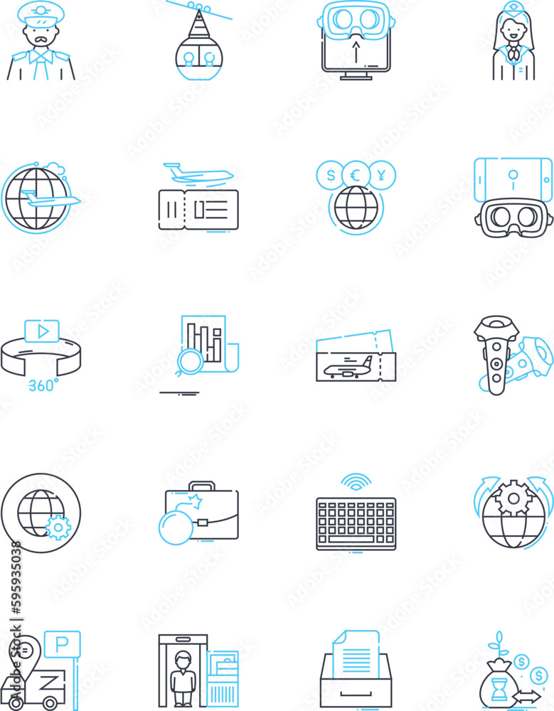 Augmented reality linear icons set. Hologram, Overlay, Interactive, Immersive, Virtual ...